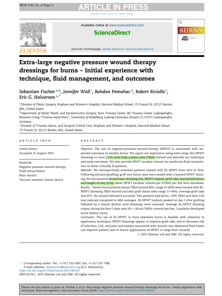Extra-Large Negative Pressure Wound Therapy | PDF | Burn | Wound