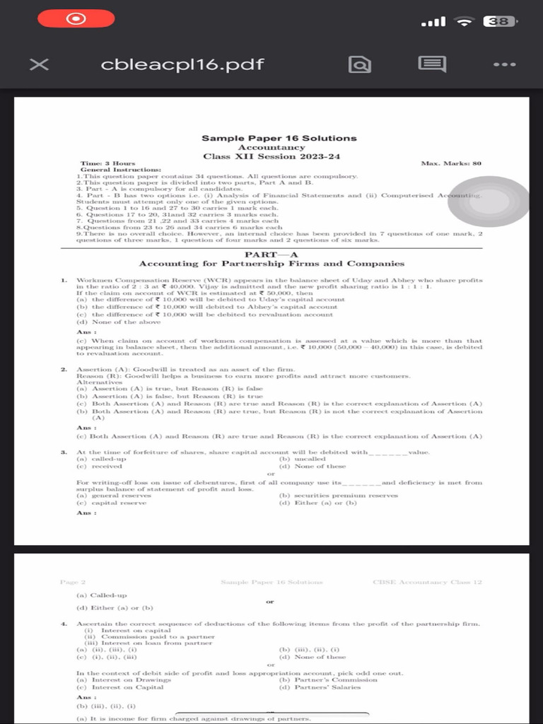 PRE BOARD 1 Solutions | PDF