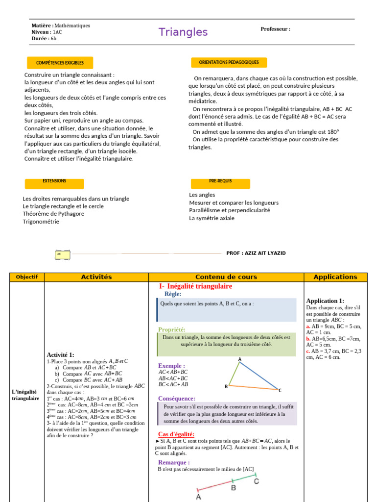 Construction et propriétés des triangles | PDF | Triangle | Mathématiques