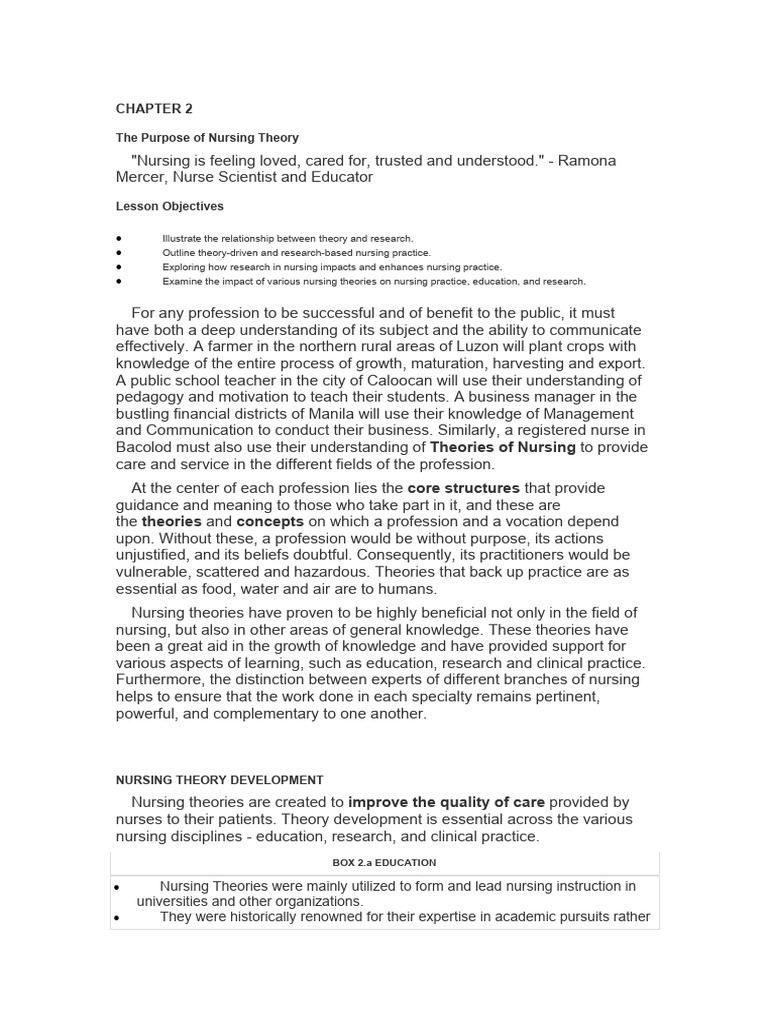 CHAPTER 2 e Learning TFN | PDF | Nursing | Theory