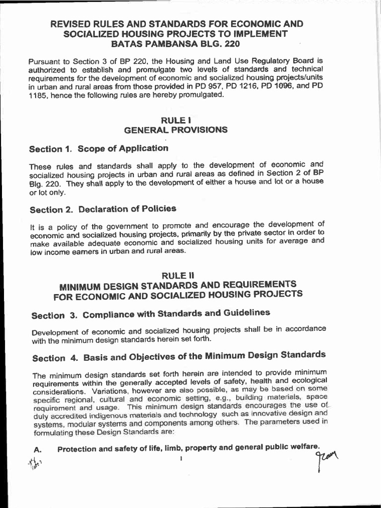 Revised Standards for BP 220 Housing | PDF