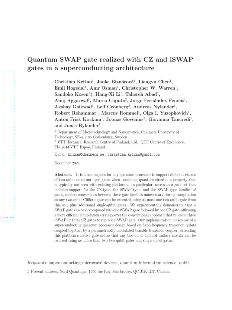 iSWAP and SWAP Gate Equivalence Analysis | PDF | Quantum Computing ...