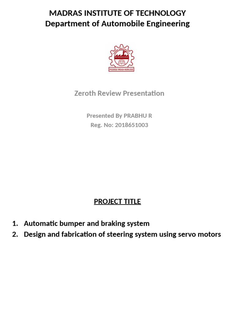 Prabhu - ZEROTH REVIEW - Revised | PDF | Brake | Servomechanism