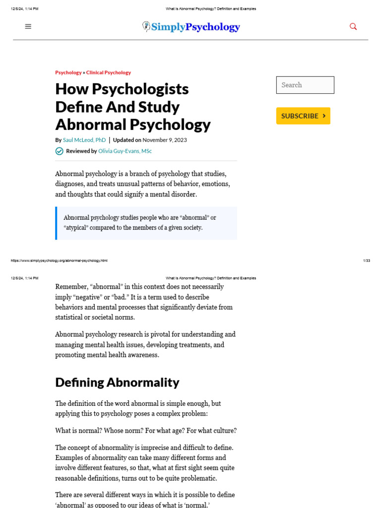 What is Abnormal Psychology_ Definition and Examples | PDF | Abnormal ...