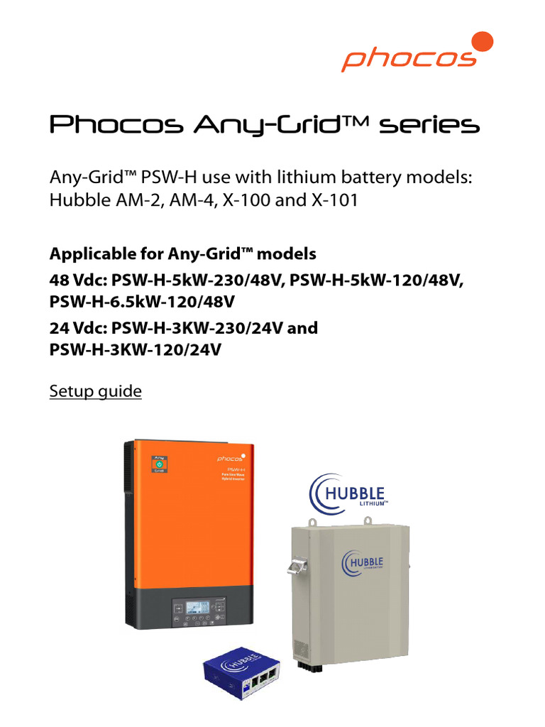 Any Grid - PSW H - Battery Settings For Hubble Batteries - 2021 09 16 ...