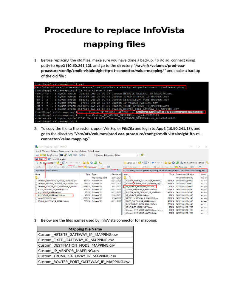 InfoVista Mapping File Replacement Guide | PDF