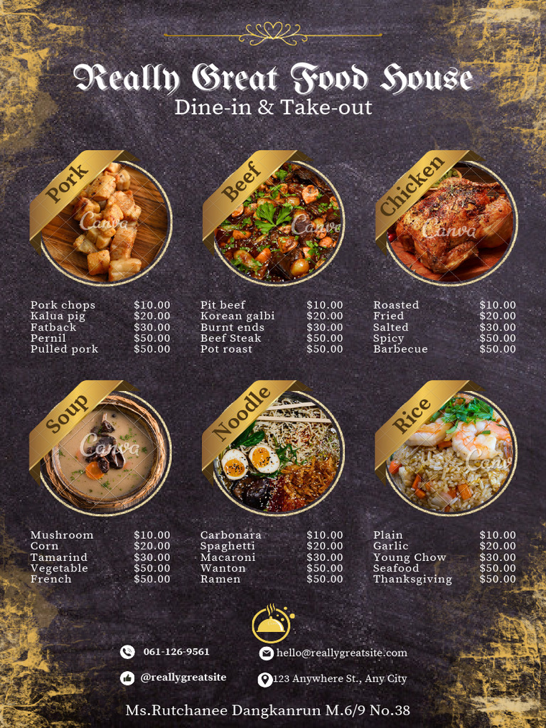 Black and Orange Food Menu Portrait | PDF | Lime (Fruit) | Foods