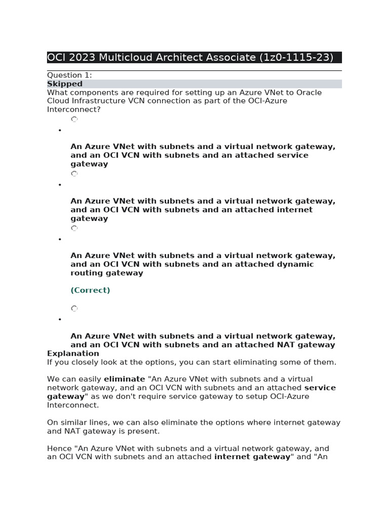 OCI 2023 Multicloud Architect Associate Exam | PDF | Cloud Computing | Transport Layer Security