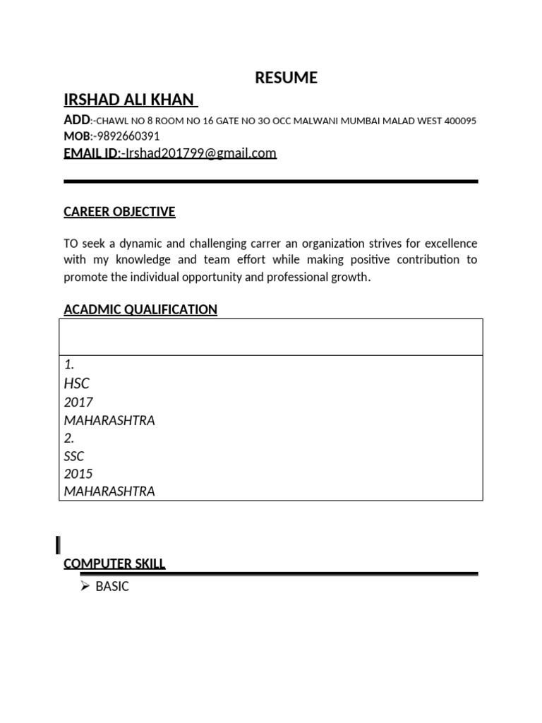 Irshad Resume | PDF
