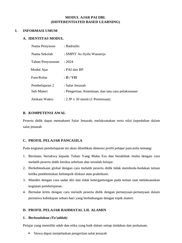 PPL3 Modul Ajar DBL | PDF