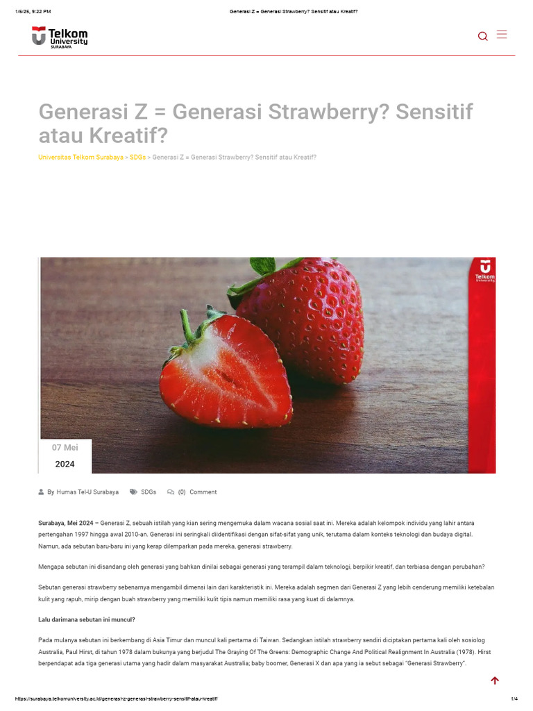 Generasi Z = Generasi Strawberry_ Sensitif Atau Kreatif | PDF