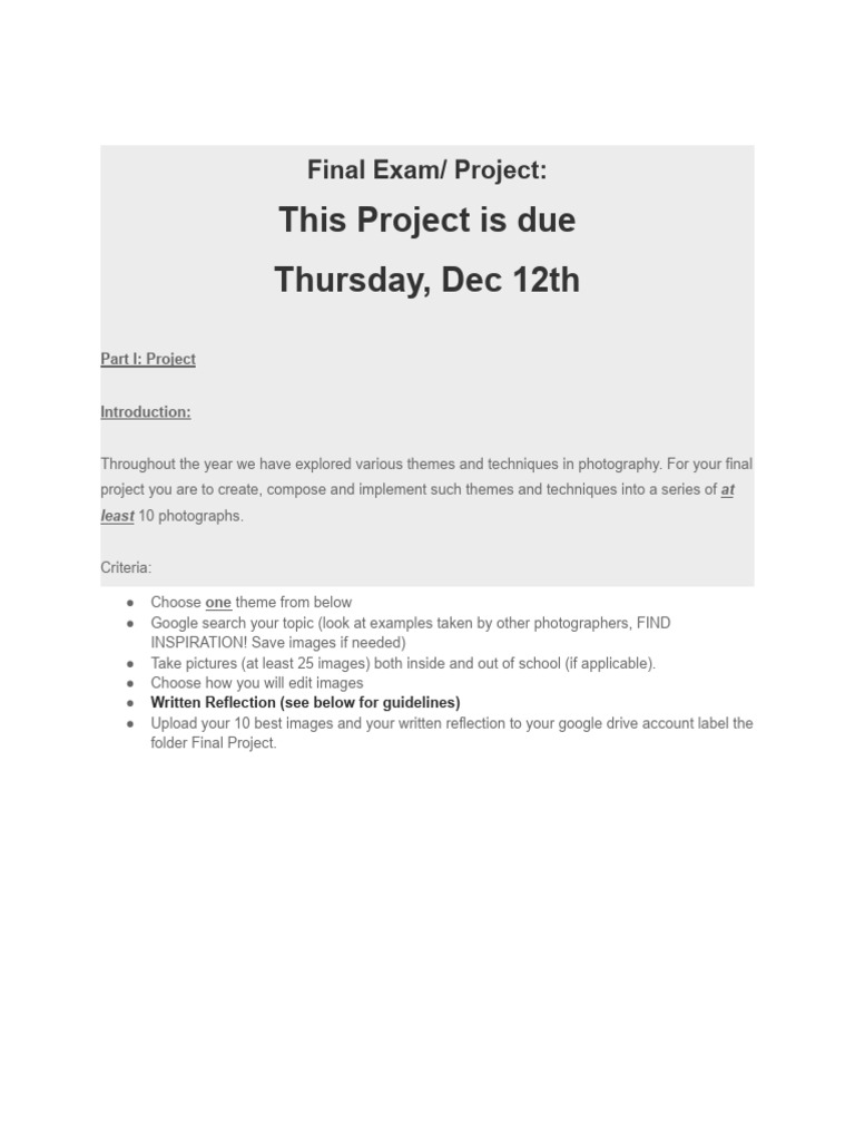 Digital Photography Final Exam_ Project | PDF | Composition (Visual ...
