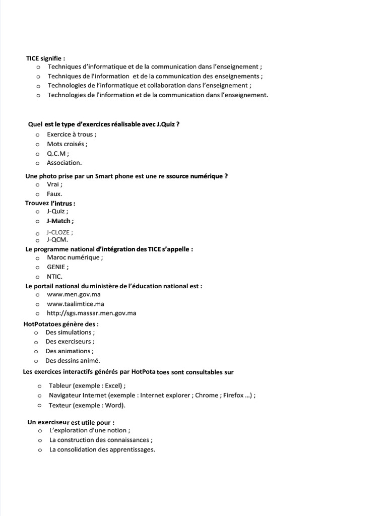 TICE et HotPotatoes : Guide Essentiel | PDF