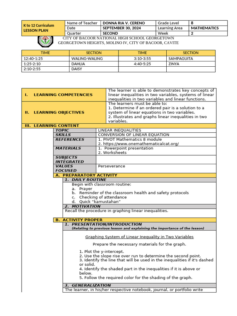 DLP-Q2-W2-MATH8 | PDF | Variable (Mathematics) | Learning