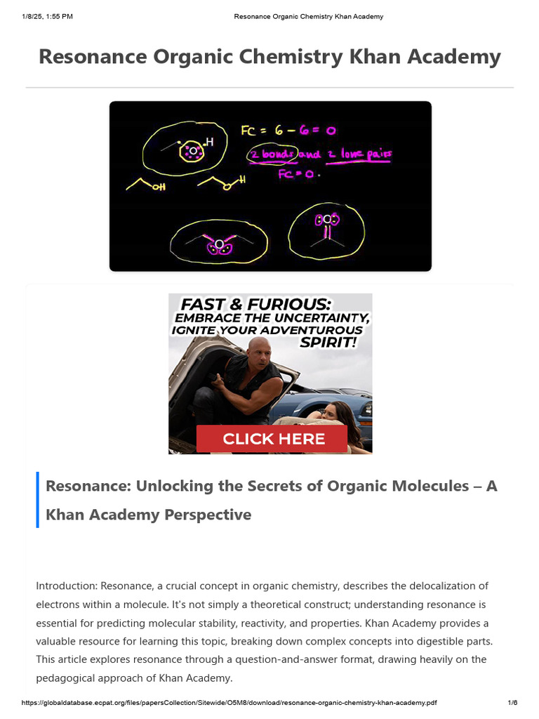 Resonance Organic Chemistry Khan Academy | PDF | Aromaticity ...