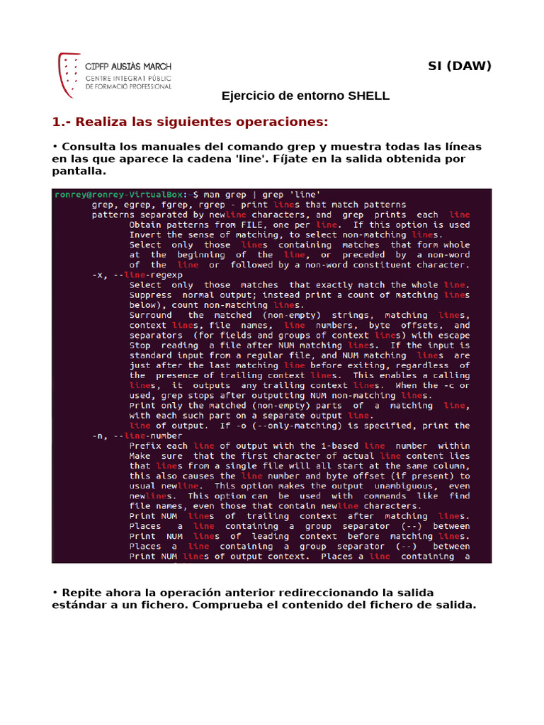Ejercicios Prácticos de Comandos SHELL | PDF | Archivo de computadora ...
