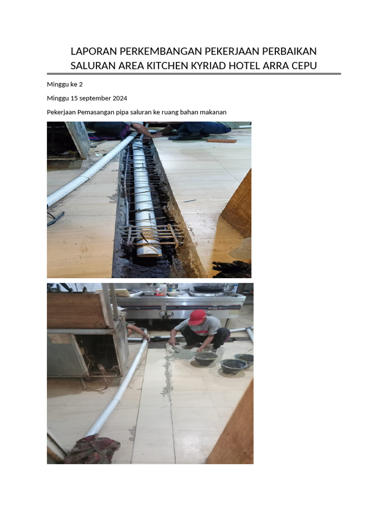 Report Perbaikan Saluran Kitchen (2) | PDF