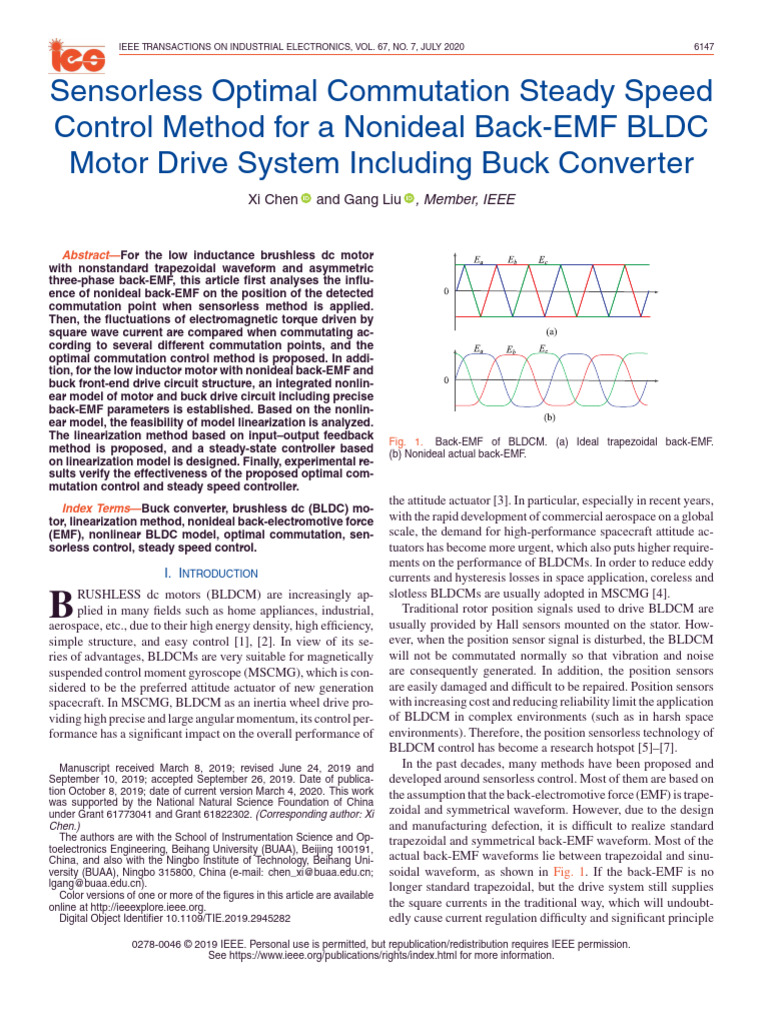 Optimal Sensorless Control for BLDC Motors | PDF | Electric Motor ...