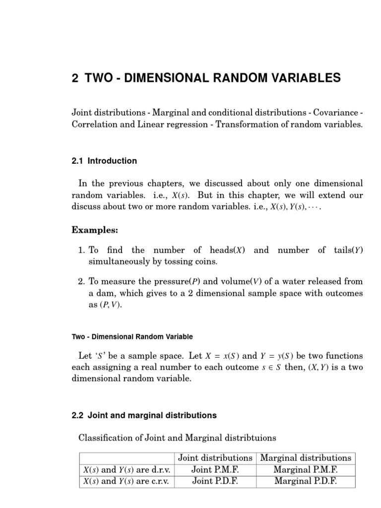 UNIT II Two Dimensional Random Variables | PDF | Probability Distribution | Probability Theory