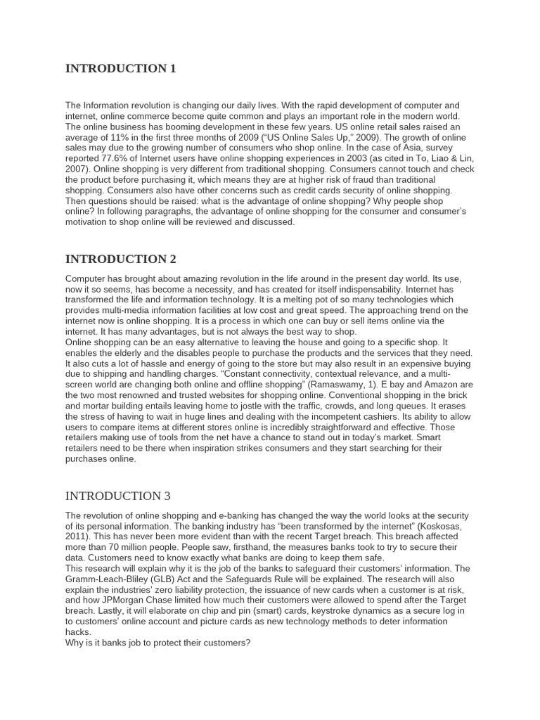 INTRODUCTION 1 | PDF | Online Shopping | Business