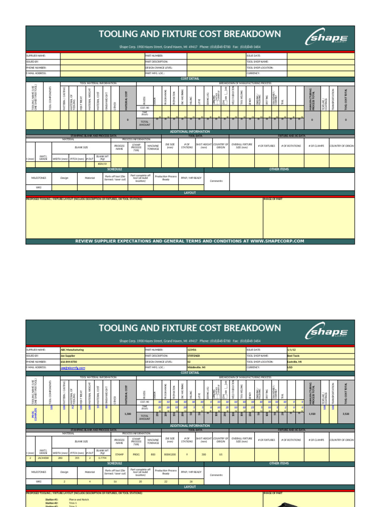 ToolingFixtureCostBreakdown_FormID_19119547 | PDF | Machine Tool ...