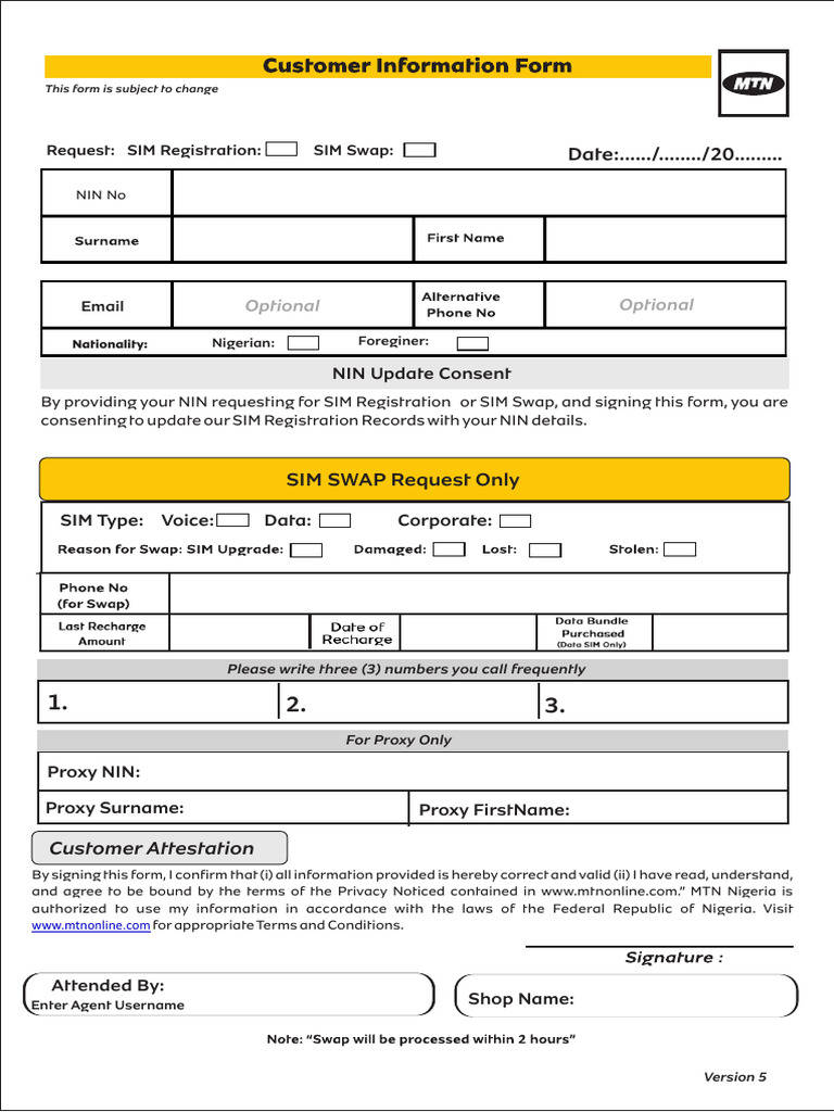 MTN Form | PDF