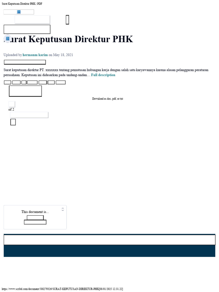 Surat Keputusan Direktur PHK PDF | PDF