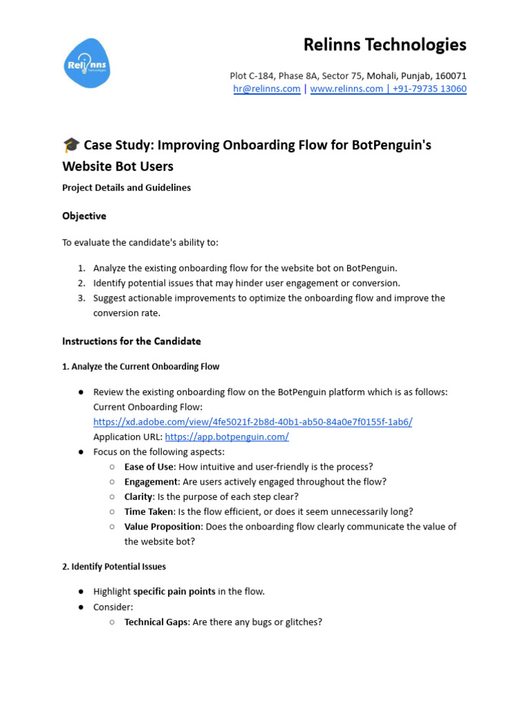Case Study - Product - Project Manager - Relinns Technologies | PDF ...