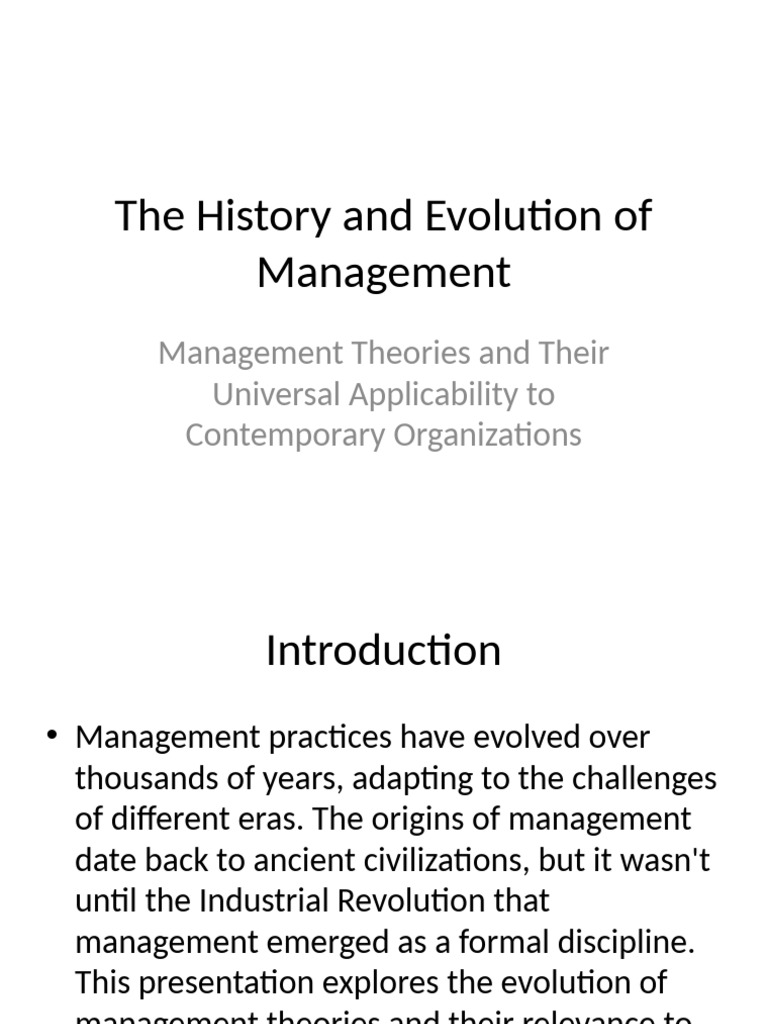 History and Evolution of Management | PDF | Systems Theory | Business