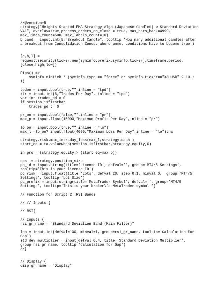 Stacked EMA Strategy with RSI Bands | PDF | Rgb Color Model