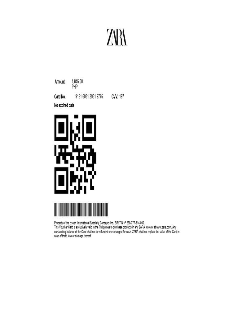 Zara Card 9775 | PDF