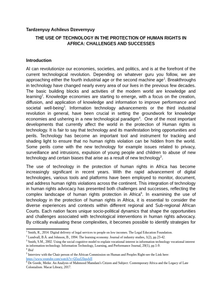 Digital Legal Aid For Human Rights Advocacy in Africa | PDF ...