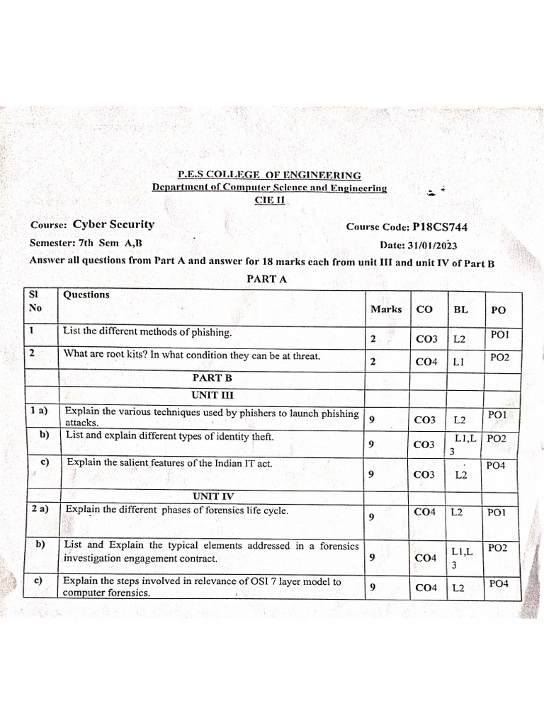 Cybersecurity Question Papers | PDF