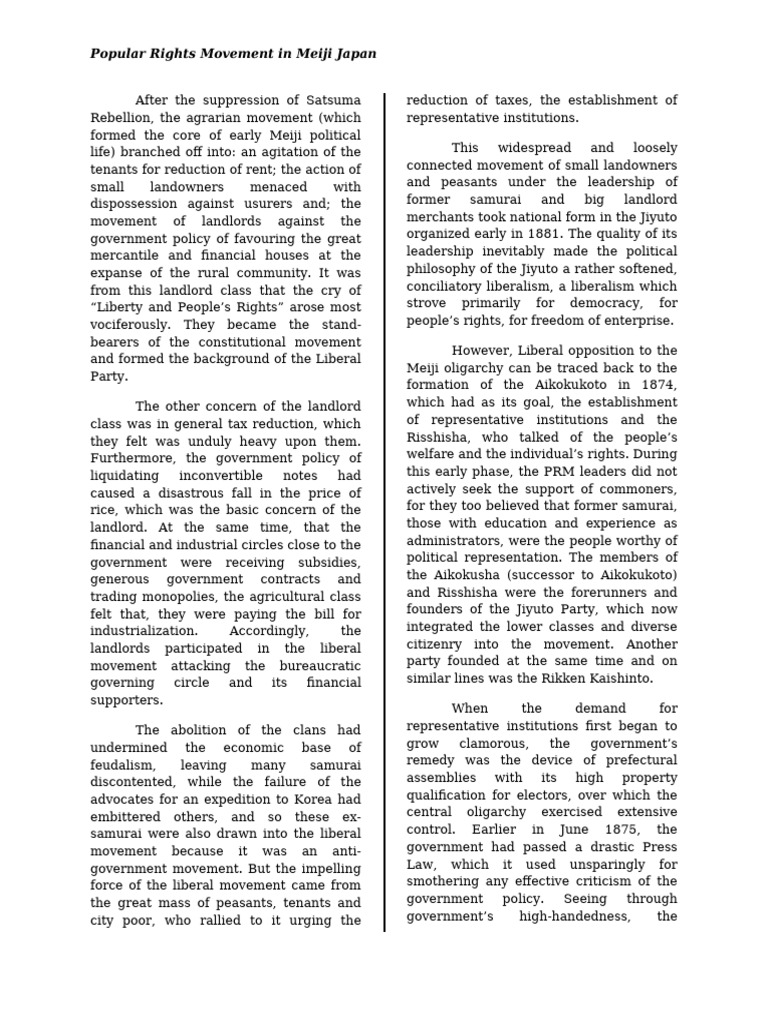Meiji Japan's Popular Rights Movement | PDF | Political Science ...