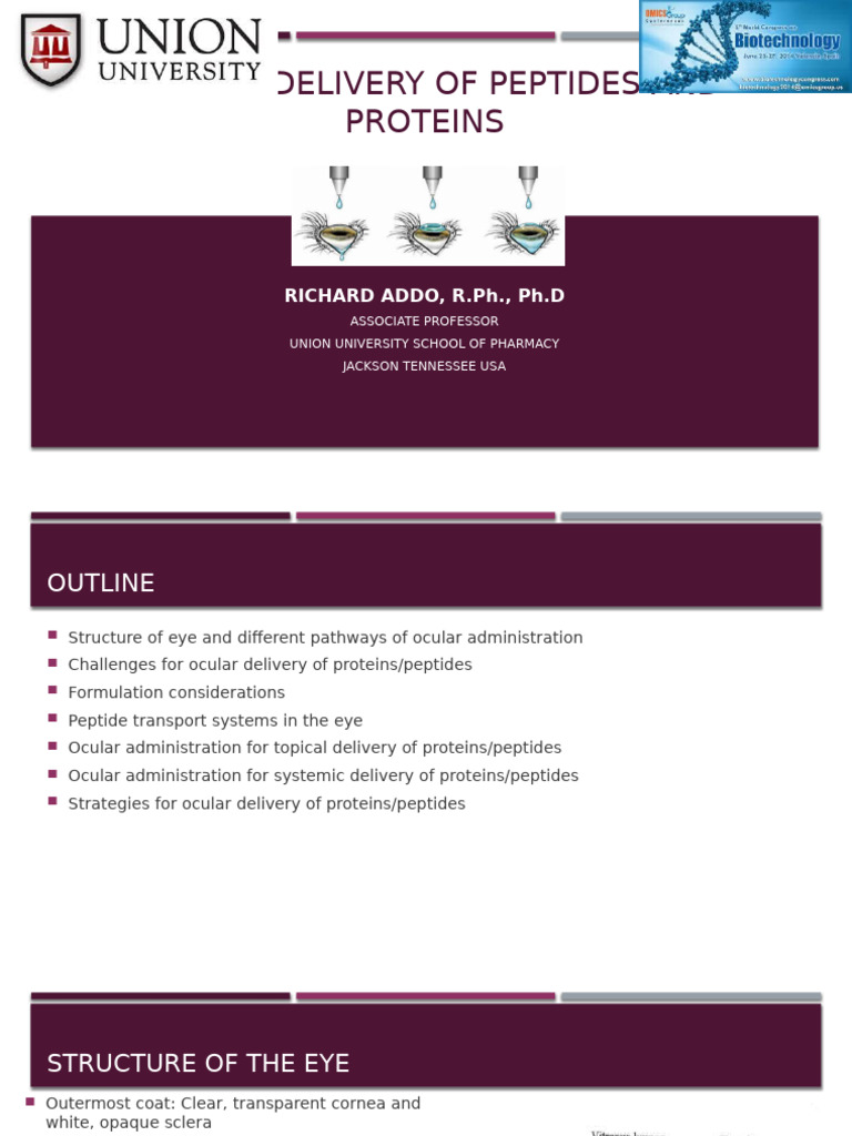 Ocular Delivery of Peptides and Proteins | PDF | Human Eye | Cornea