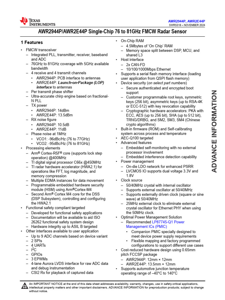 awr2944p | PDF | Digital Signal Processor | Microcontroller
