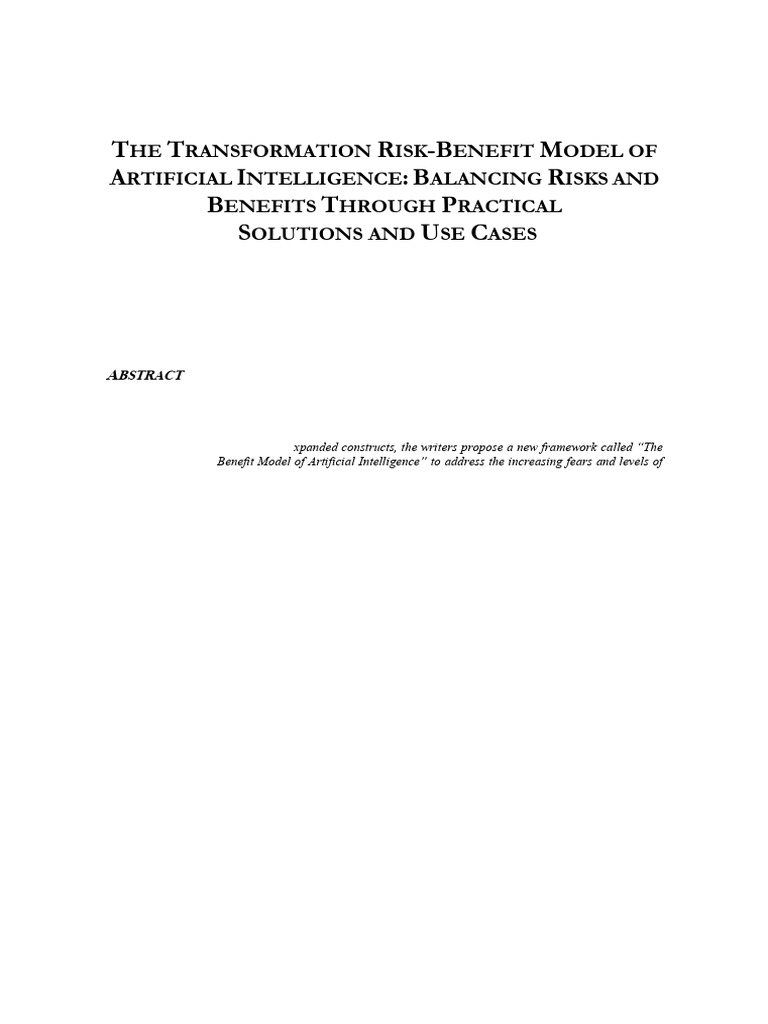 The Transformation Risk-Benefit Model of Artificial Intelligence: Balancing Risks and Benefits ...