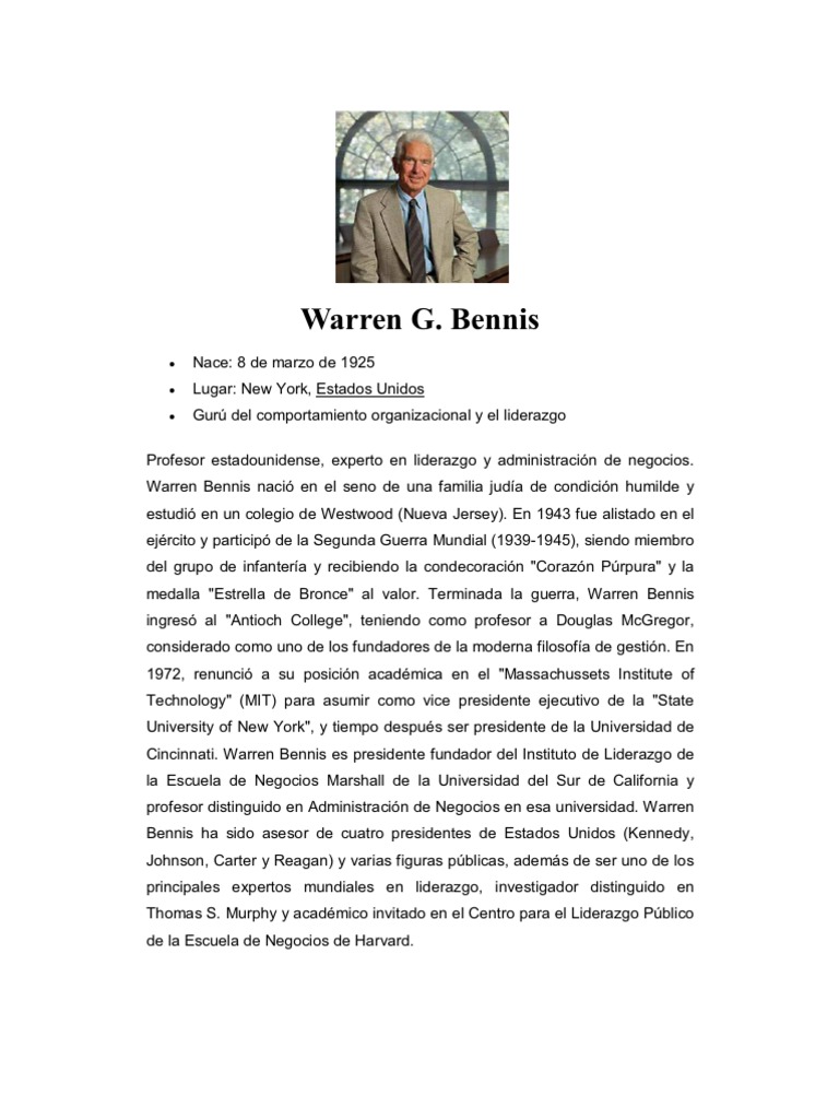 Biografía y legado de Warren Bennis | PDF