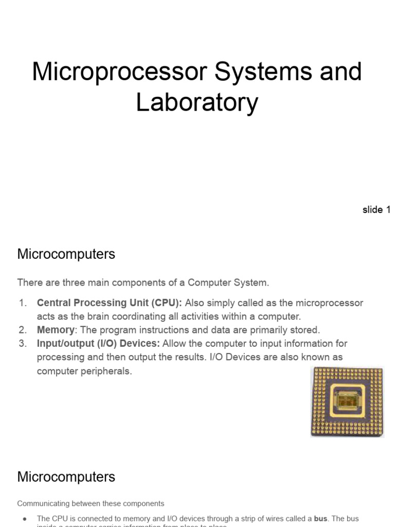 slide 1 - microprocessors and its history | PDF | Central Processing Unit | Computer Data Storage