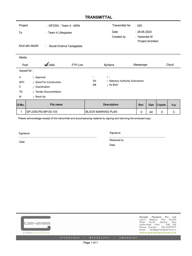 GP-2354 - Team 4 - Aria - Block Marking Plan | PDF