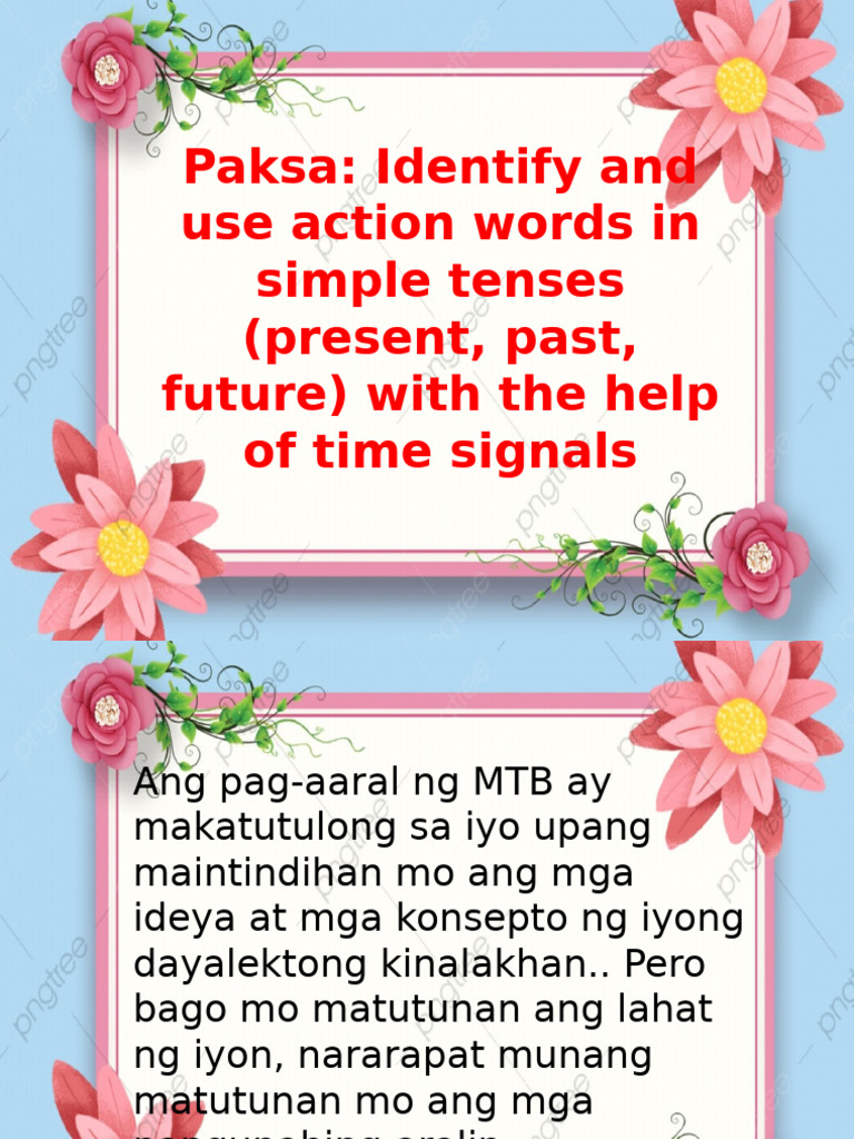Q3 - MTB-MLE - MOD 2 - #Identify and Use Action Words in Simple Tenses ...