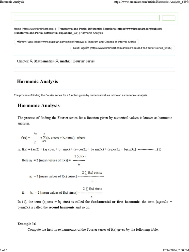 Harmonic Analysis | PDF | Fourier Transform | Fourier Series Harmonic Analysis | PDF | Fourier Transform | Fourier Series