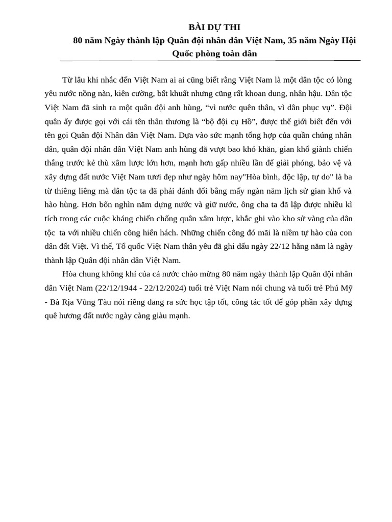 thi tìm hiểu Truyền thống Quân đội NDVD năm 2024 | PDF