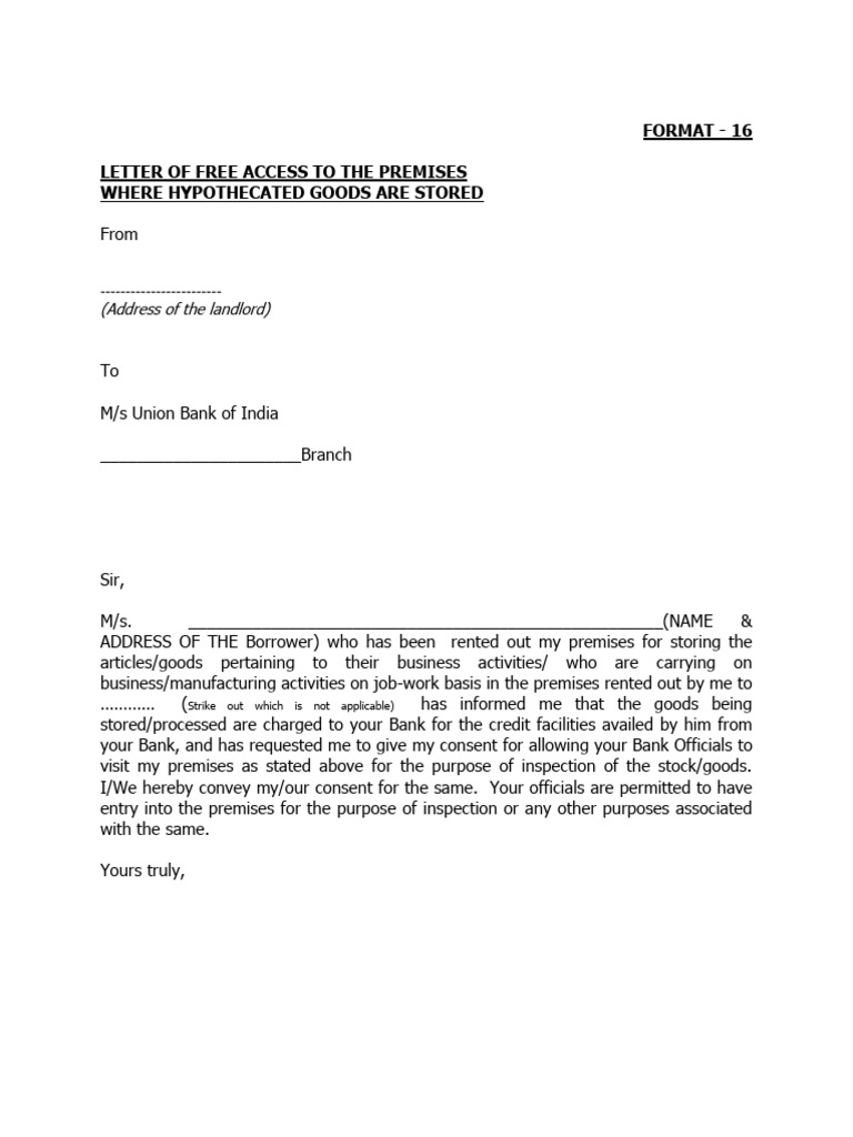 Letter of Free Access to Premises | PDF