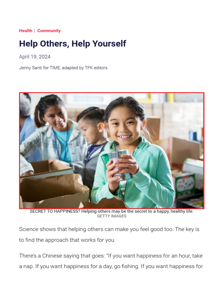 Help Others, Help Yourself | PDF