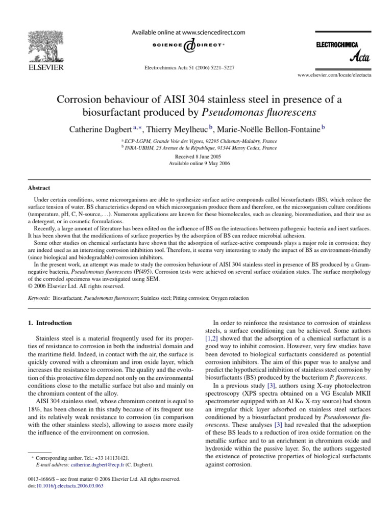 Corrosion Behaviour of AISI 304 Stainless | PDF | Corrosion | Stainless Steel