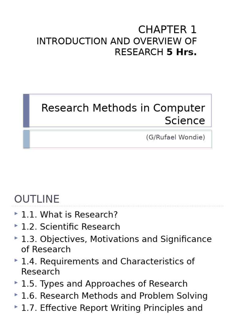 Rm-Chapter 1 Introduction and Overview of Research | PDF | Methodology | Quantitative Research