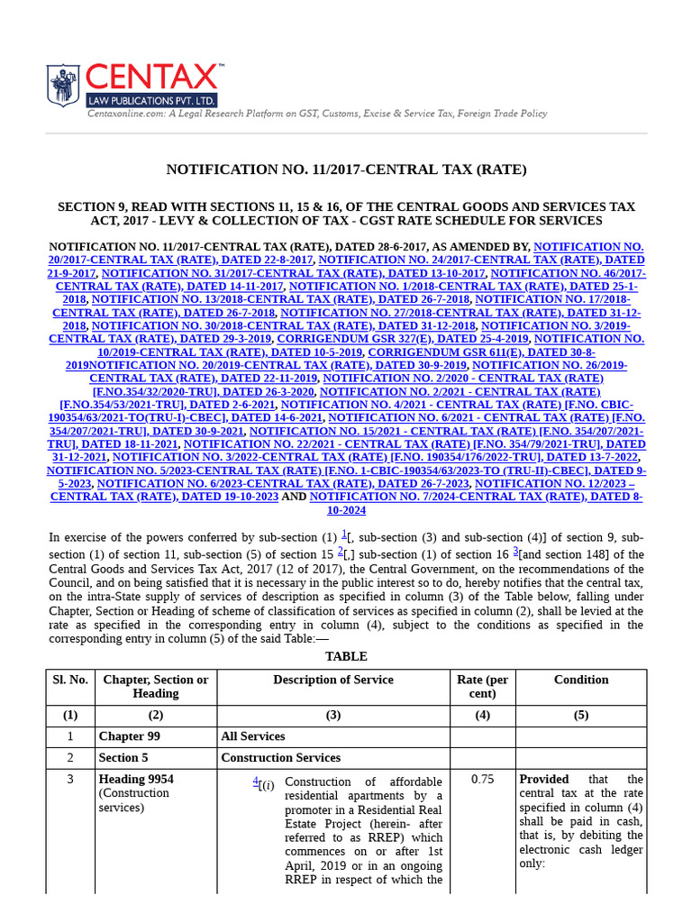 Notification 11 - Removed | PDF | Taxes