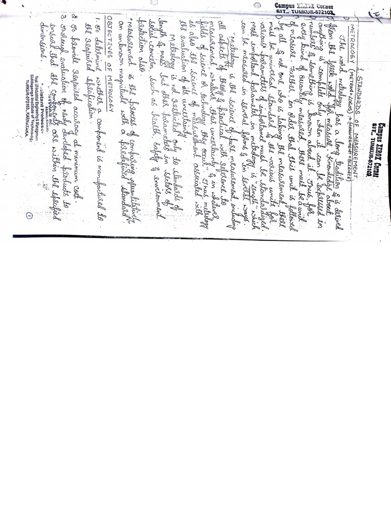 Metrology Notes PDF | PDF