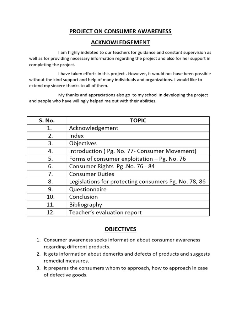 Project On Consumer Awareness | PDF | Consumer Behaviour | Business